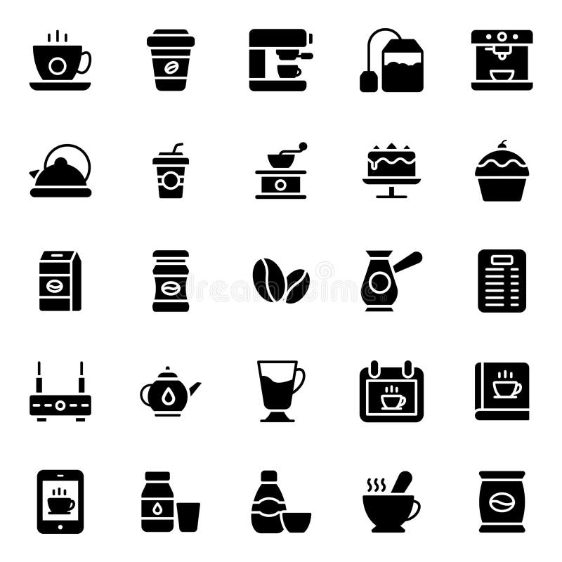 Tea and Coffee Icons Pack stock vector. Illustration of deice - 154673763