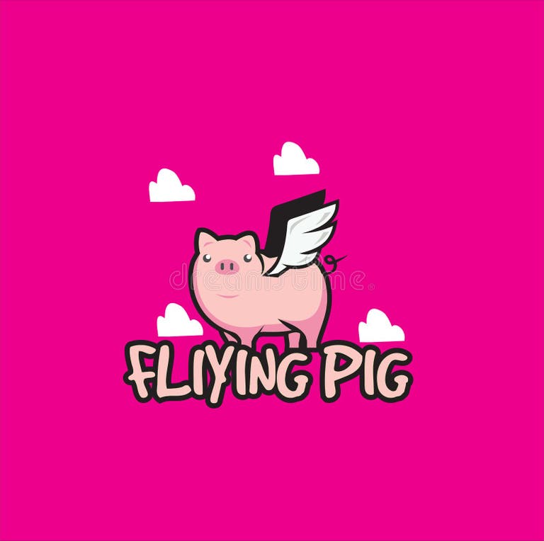 Pig Fly Logo Design / Pigs Play with Wings in the Sky Illustration ...
