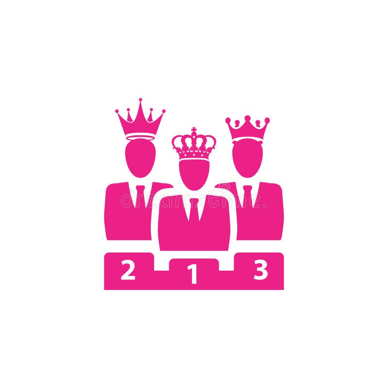 Award, Business Rank, Success, Team, Winner, Crown on Head Pink Color ...
