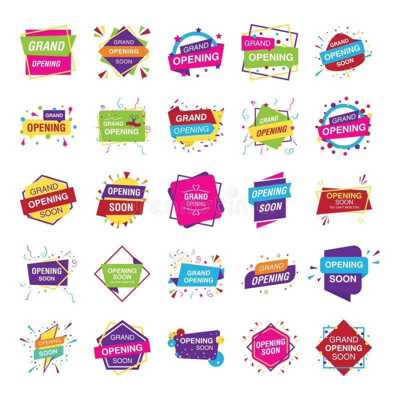 Grand Opening Logo Vectors stock vector. Illustration of banners ...