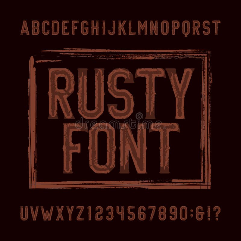 Rusty Vintage Typeface. Retro Alphabet Font. Type Letters and Numbers ...