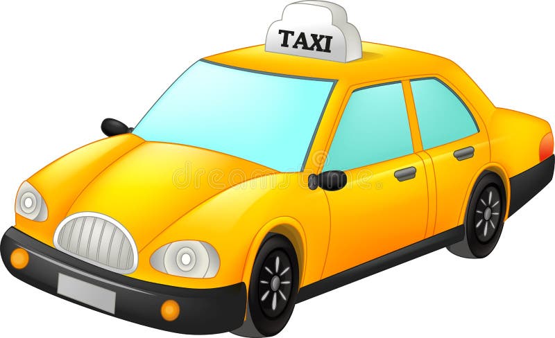 Funny Yellow Taxi Cartoon stock illustration. Illustration of funny ...