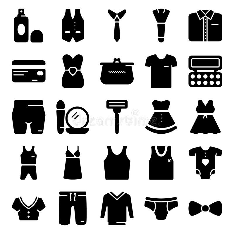 Fashion and Style Icons Pack Stock Vector - Illustration of clothing ...