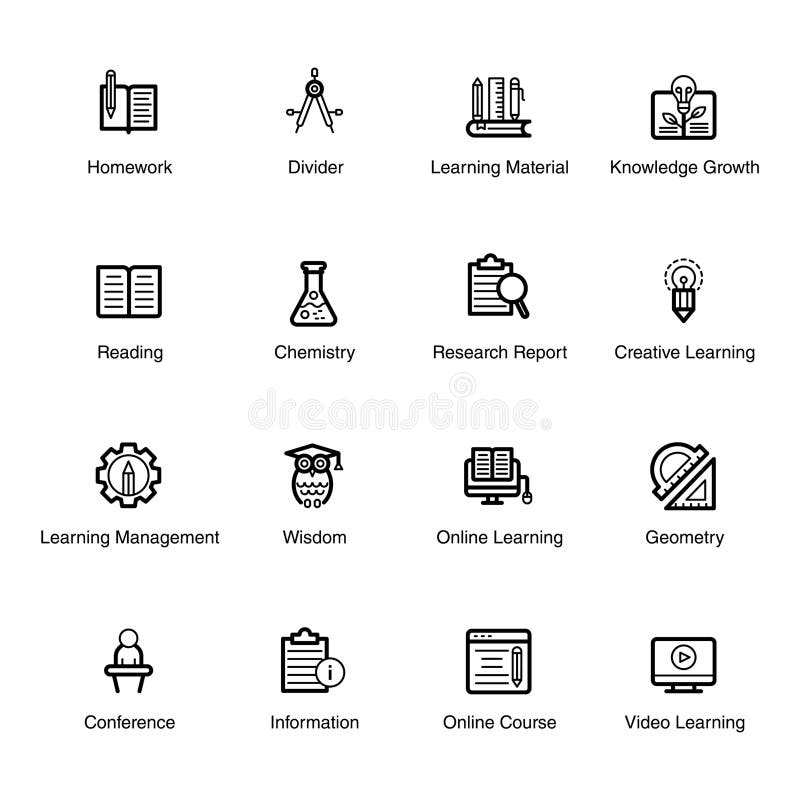 Learning Tools Icon Vectors Pack Stock Vector - Illustration of paint ...