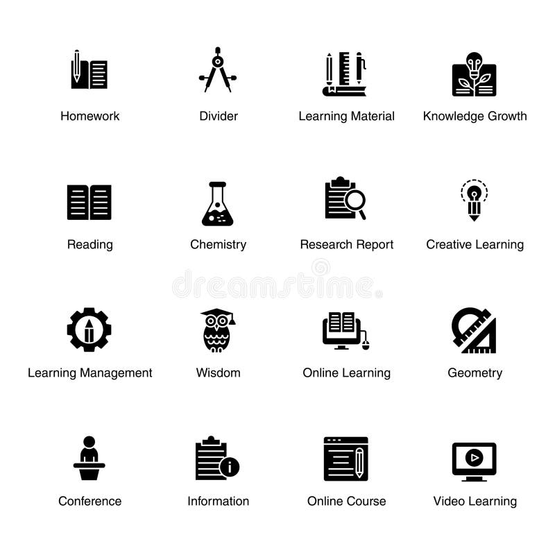 Learning Tools Icon Vectors Pack Stock Vector - Illustration of paint ...