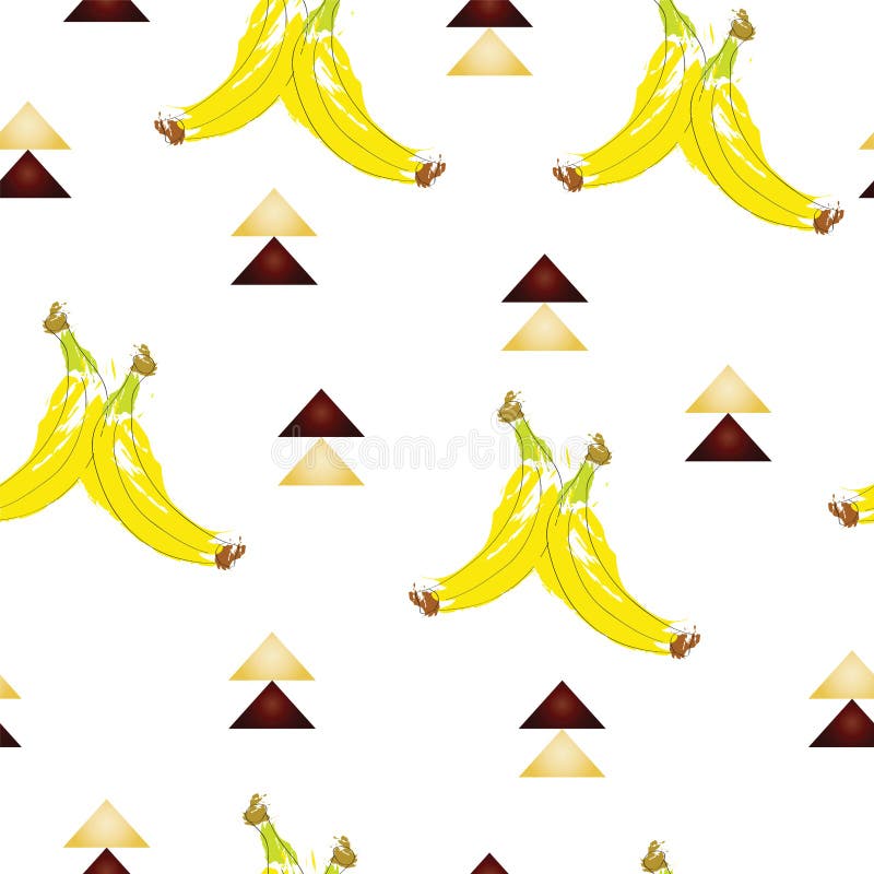 Seamless Pattern with Bananas and Brown Triangles Vector Stock Vector ...