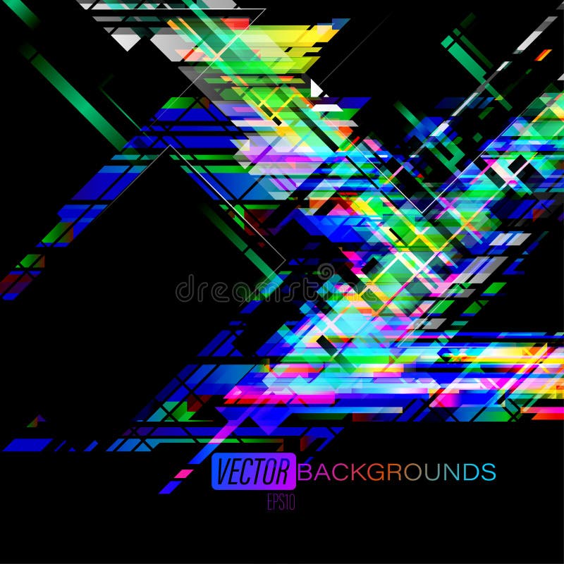 Abstract Colors Angle Shapes Motion on a Black Stock Vector ...