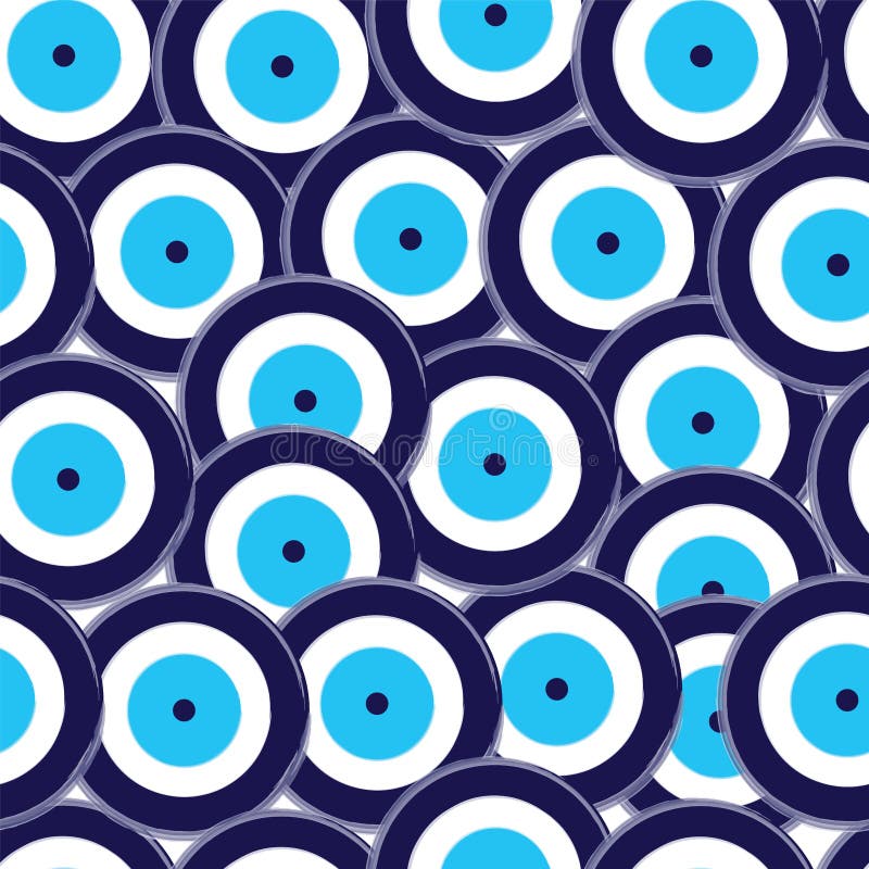 Seamless Pattern with Blue Evil Eye Vector Stock Illustration ...