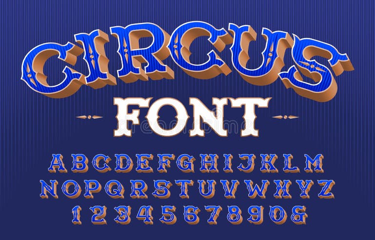 Circus Alphabet Font. 3D Retro Letters and Numbers Stock Vector ...