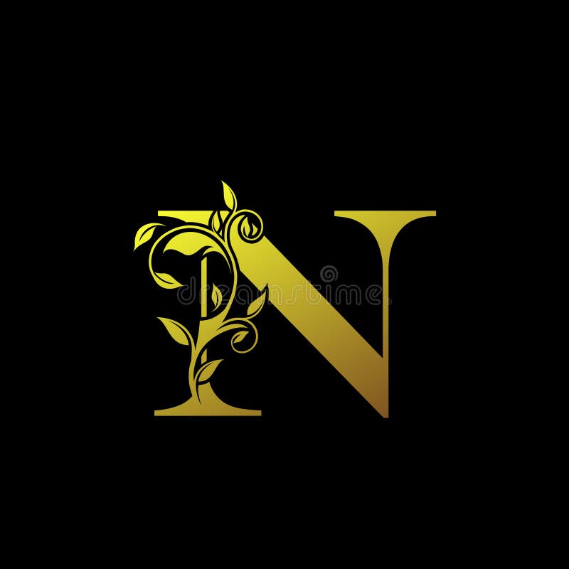 Classy Gold Letter N Logo Icon . Initial Letter N Design Vector Luxury ...