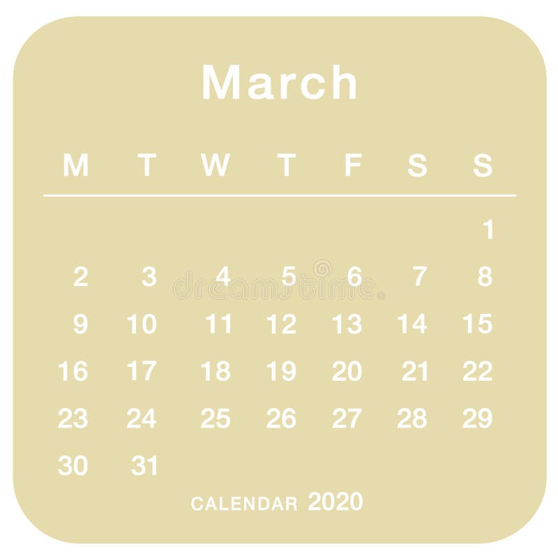 March 2020 Planning Calendar . Simple March 2020 Calendar Stock ...