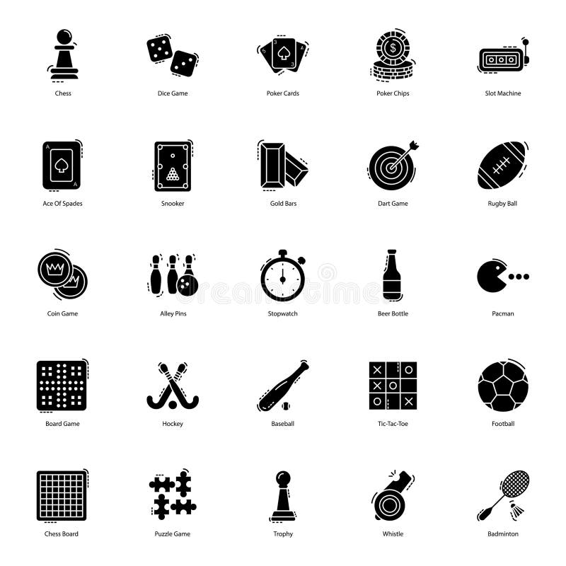 Gambling Games Solid Icons Pack Stock Vector - Illustration of pool ...