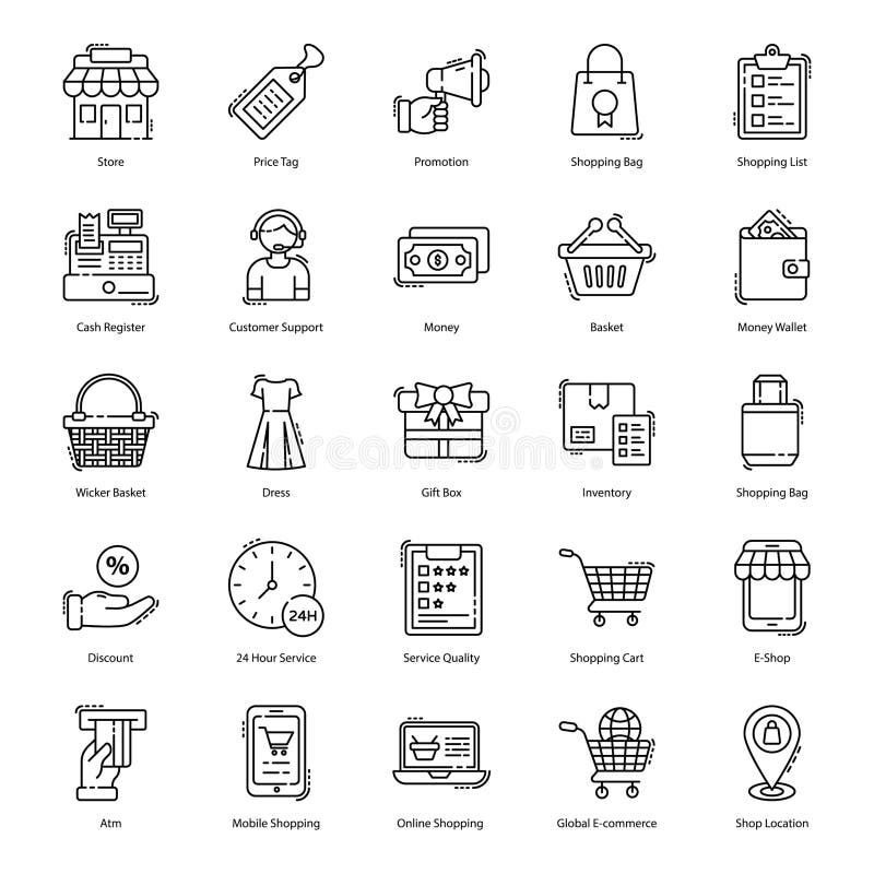 Online Shopping Vectors Pack Stock Vector - Illustration of shop, icons ...