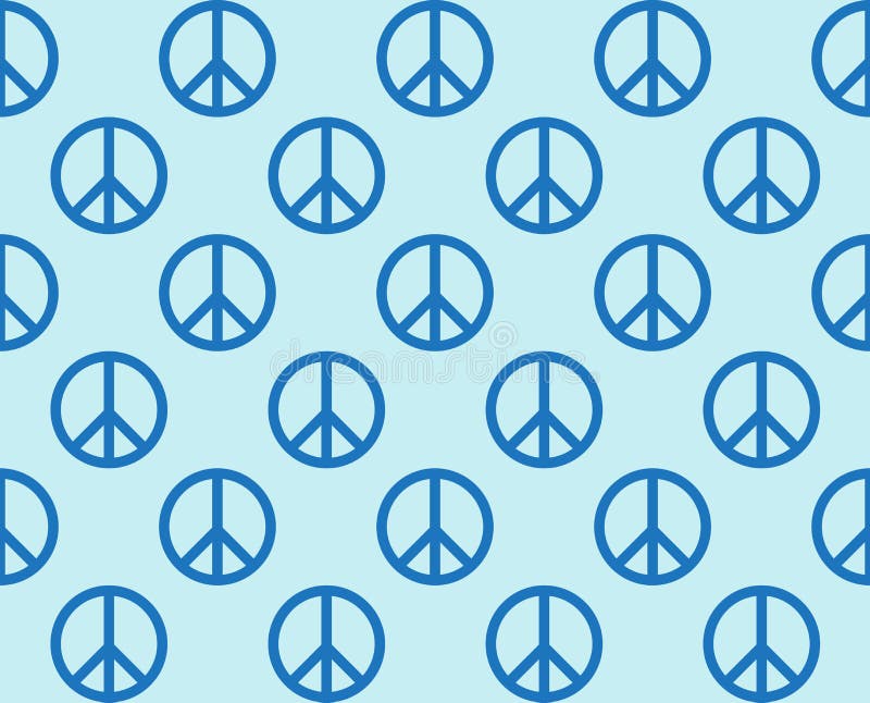 Seamless Pattern of Peace Symbol Icon on Blue Background Stock Vector ...
