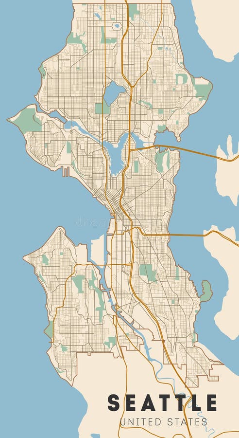 Seattle Road and Neighbourhood Map. Washington Stock Vector ...