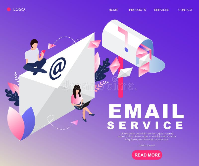E Mail Service Isometric Concept Design Stock Vector - Illustration of ...
