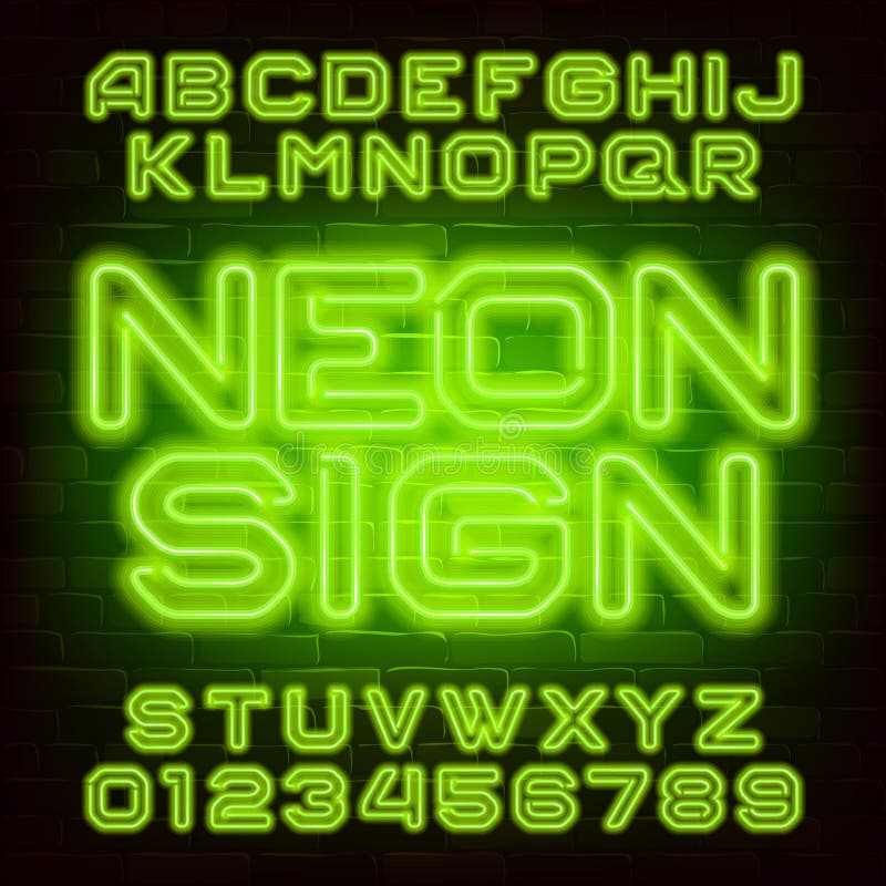 Neon Sign Alphabet Font. 3D Light Bulb Retro Letters and Numbers Stock ...