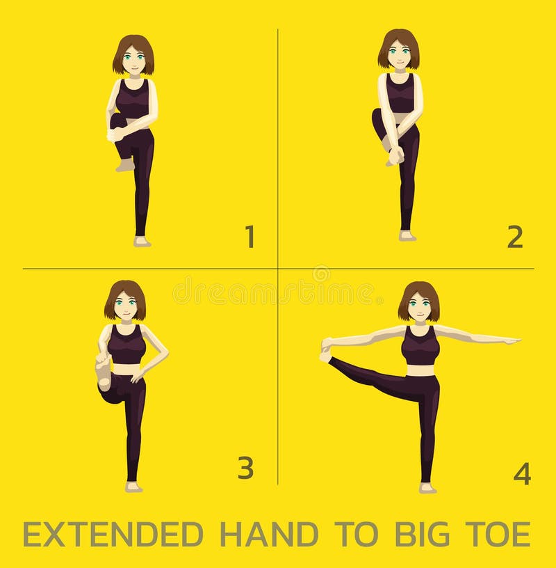 Extended Hand To Big Toe Yoga Manga Tutorial How Cartoon Vector ...