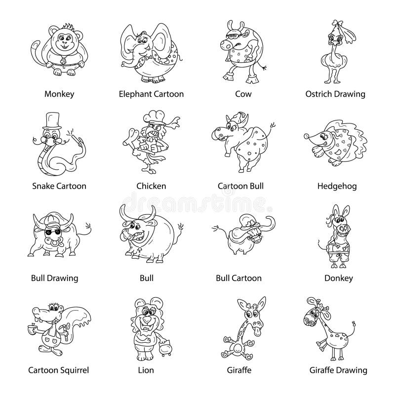 Animals Cartoons Vectors Pack Stock Vector - Illustration of ...