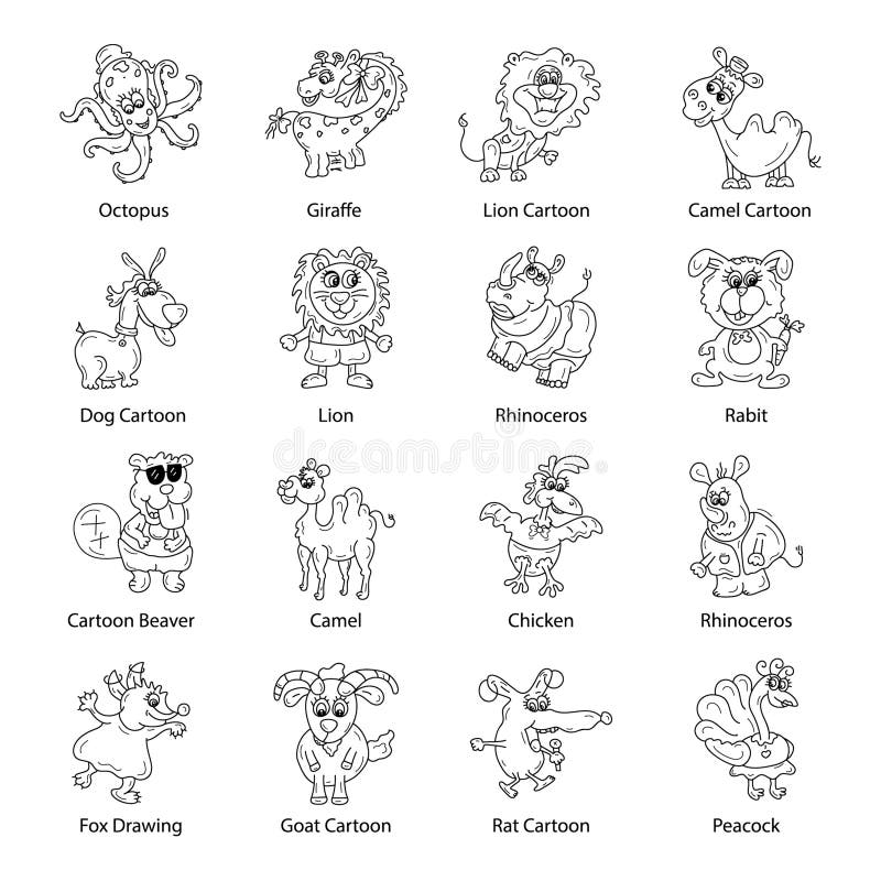 Animals Cartoons Vectors Set Stock Vector - Illustration of cartoon ...