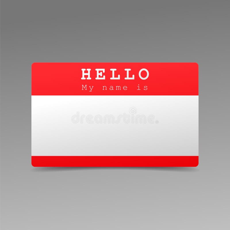Red Name Tag Empty Sticker HELLO My Name is. Stock Illustration ...