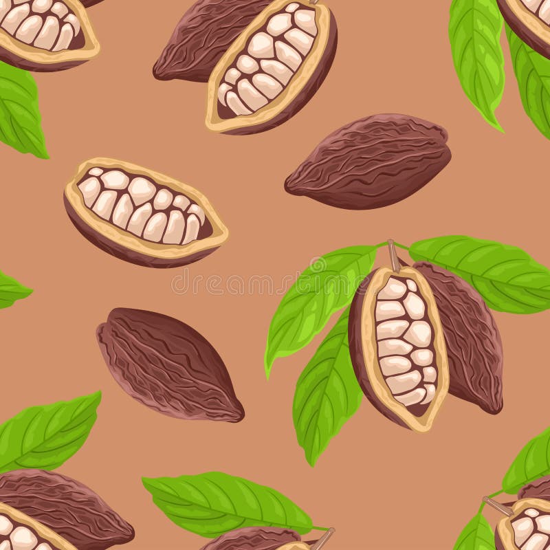 Cacao Leaves Background Pattern Stock Vector - Illustration of beauty ...