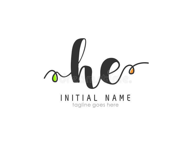 He Signature Initial Logo Template Vector. Initial Signature Logo ...