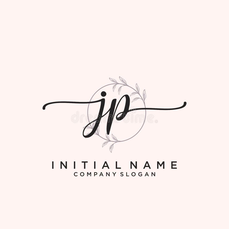 JP Initial Handwriting Logo Circle Hand Drawn Template Vector Stock ...