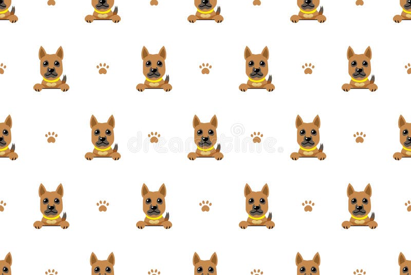 Vector Cartoon Brown Dog Seamless Pattern Stock Vector - Illustration ...