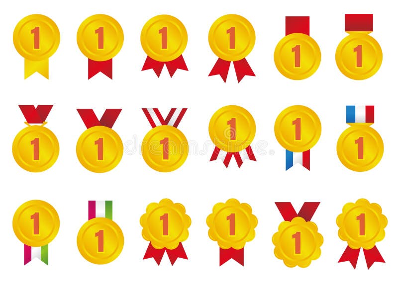Gold Medal Icon / 1st Place / Illustration Set Stock Vector ...