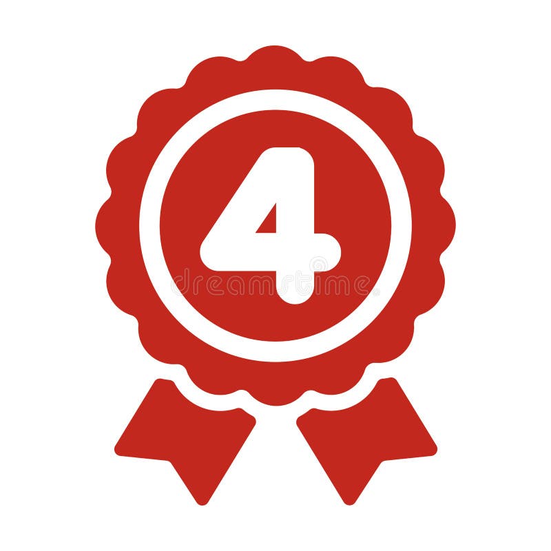 Ranking Medal Icon Flat Illustration / 4th Place Stock Vector ...