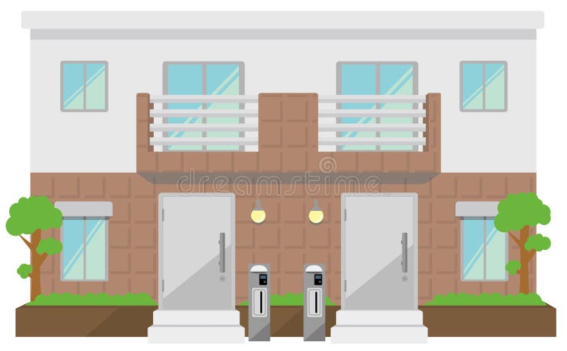 Two Families Home / Duplex Home Vector Illustration Stock Vector ...