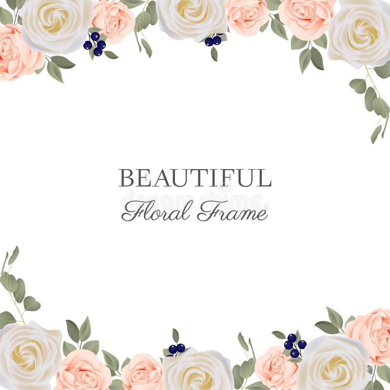 Beautiful Rose Floral Frame Decoration Stock Illustration ...