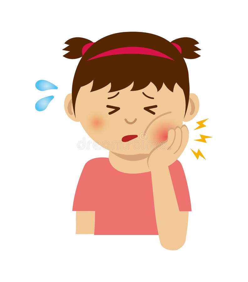 Girl Has A Toothache And She Keeps A Hands On Her Cheek Stock Vector ...