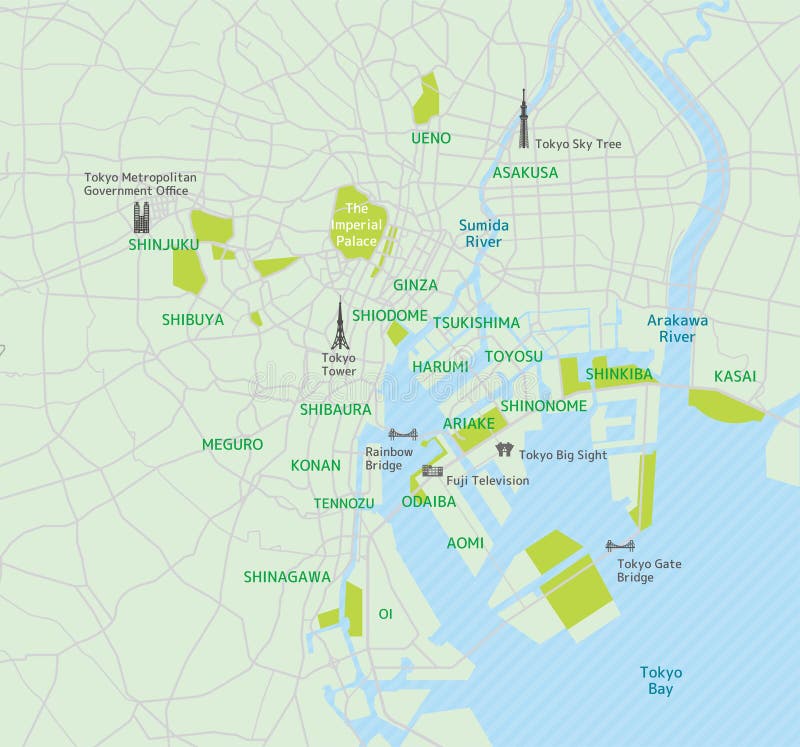 Tokyo Landmark Buildings Illustration / Tokyo Tower Stock Vector ...