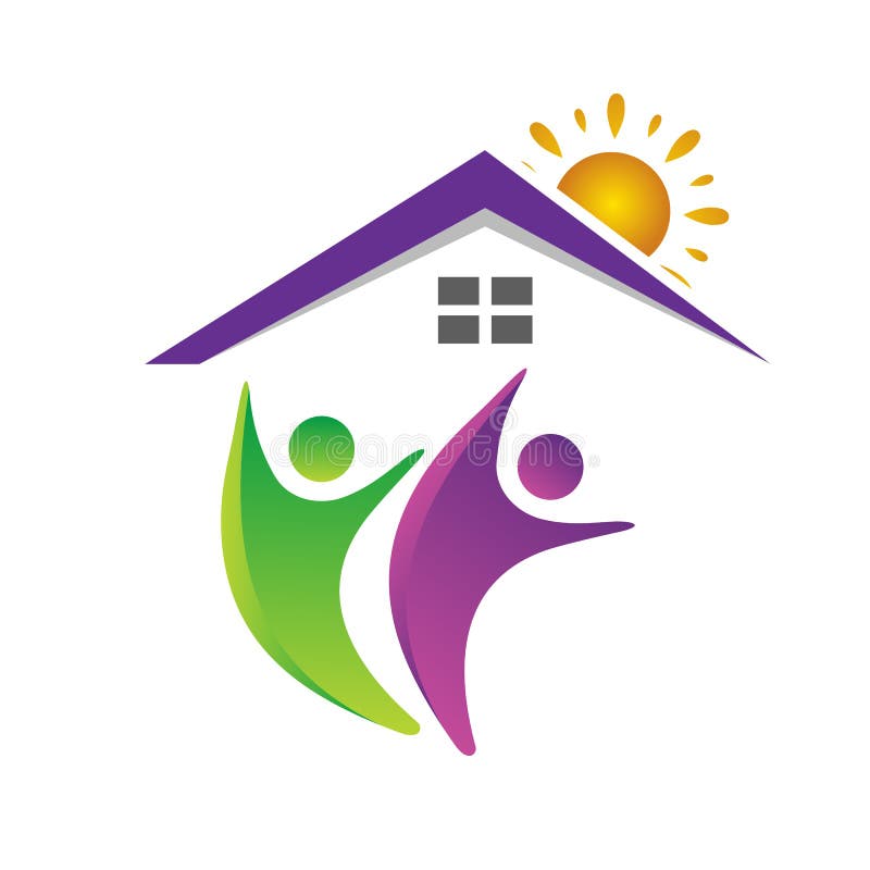 Happy Family in Home House Union Logo Parent Kids Love Parenting Care ...