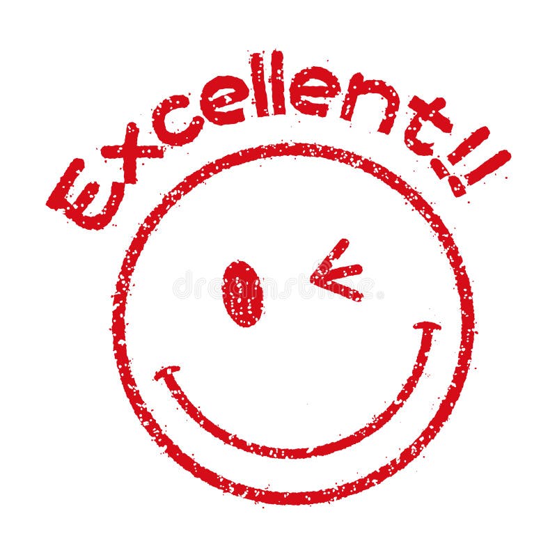 Emoticons , Face Stamp Icon / Excellent! Stock Vector - Illustration of ...