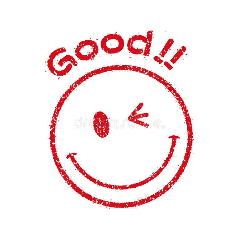 Emoticons , Face Stamp Icon / Good! Stock Vector - Illustration of ...