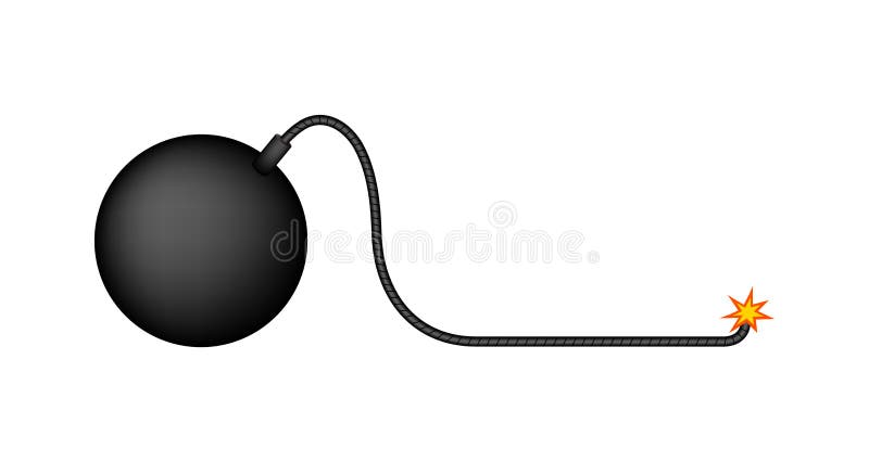 Round Bomb Illustration / Long Fuse Stock Vector - Illustration of ...