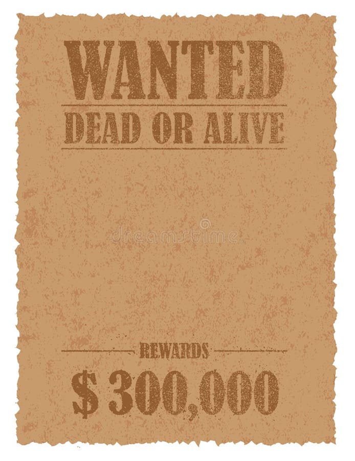 Grunged Wanted Paper Template Vector Illustration. Stock Vector ...