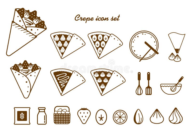 Crepe Illustration Icon Set Stock Vector - Illustration of isolated ...