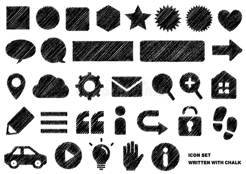 Chalk Drawing Icon Illustration Set Stock Vector - Illustration of ...
