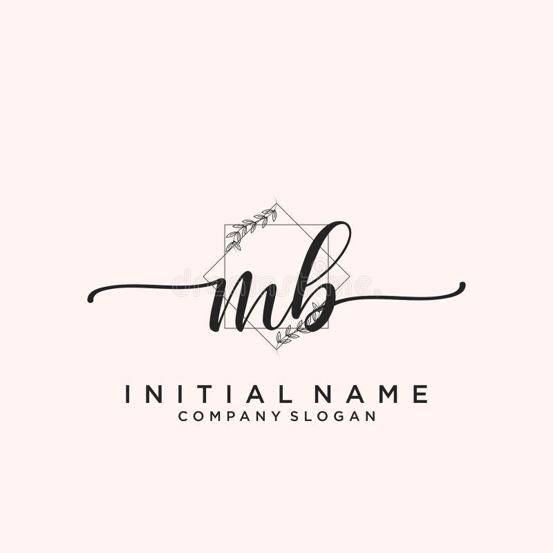 MB Letter Initial Beauty Monogram and Elegant Logo Design, Handwriting ...