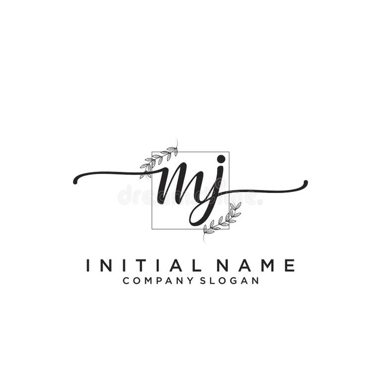 MJ Letter Initial Beauty Monogram and Elegant Logo Design, Handwriting ...