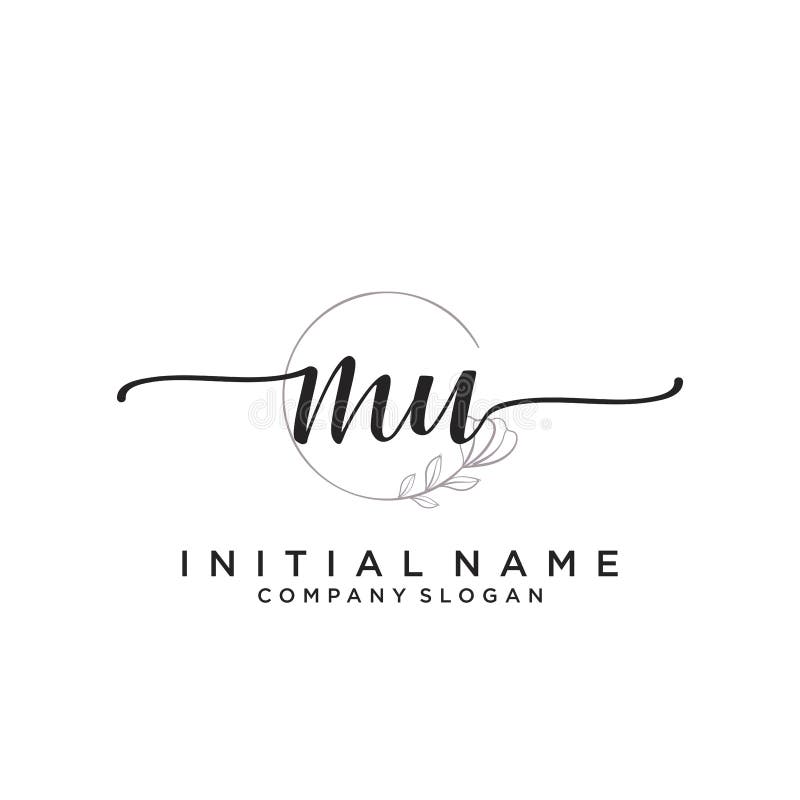 MU Letter Initial Beauty Monogram and Elegant Logo Design, Handwriting ...