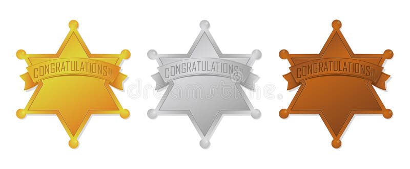 Sheriff Badge Ranking Medal Icon Set Stock Vector - Illustration of ...