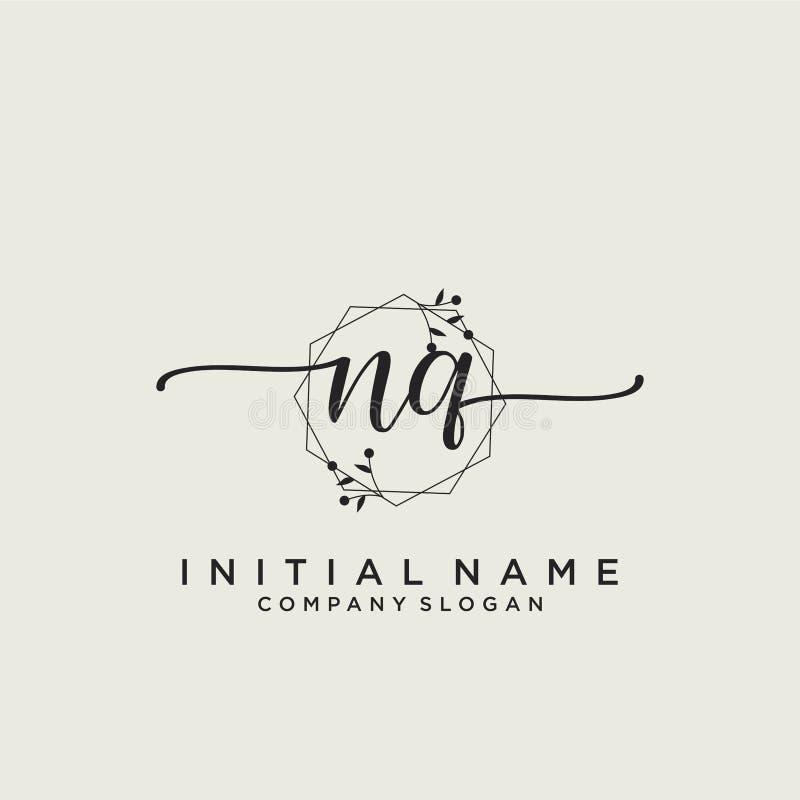 NQ Letter Initial Beauty Monogram and Elegant Logo Design, Handwriting ...