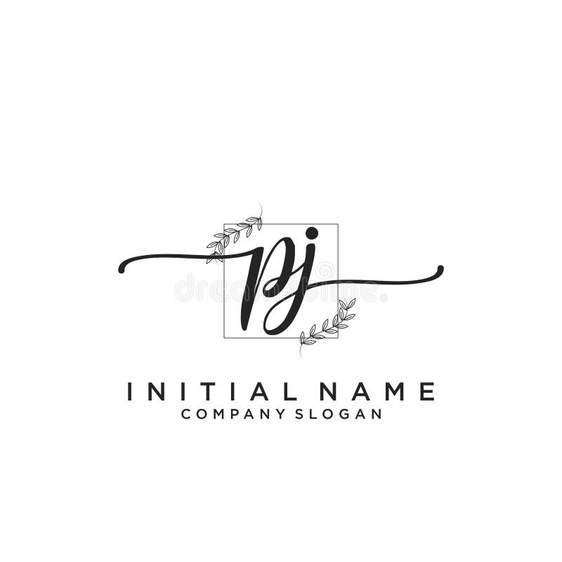 PJ Letter Initial Beauty Monogram and Elegant Logo Design, Handwriting ...