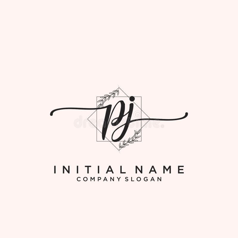 PJ Letter Initial Beauty Monogram and Elegant Logo Design, Handwriting ...