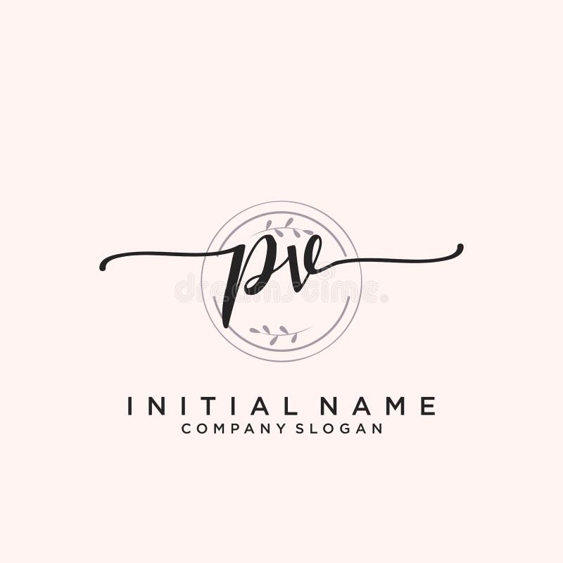 PV Letter Initial Beauty Monogram and Elegant Logo Design, Handwriting ...